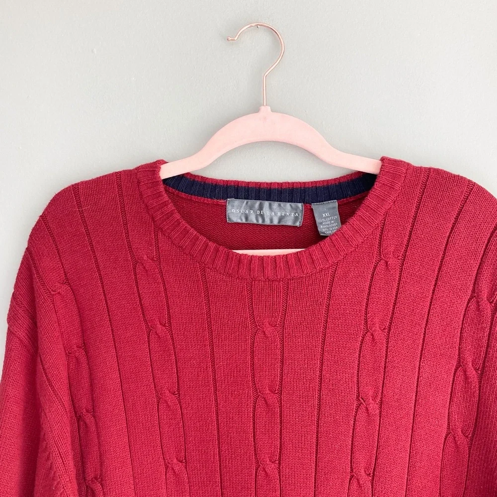 Oscar de la Renta | Sweaters | Oscar De La Renta Red Cable Knot Sweater ...
